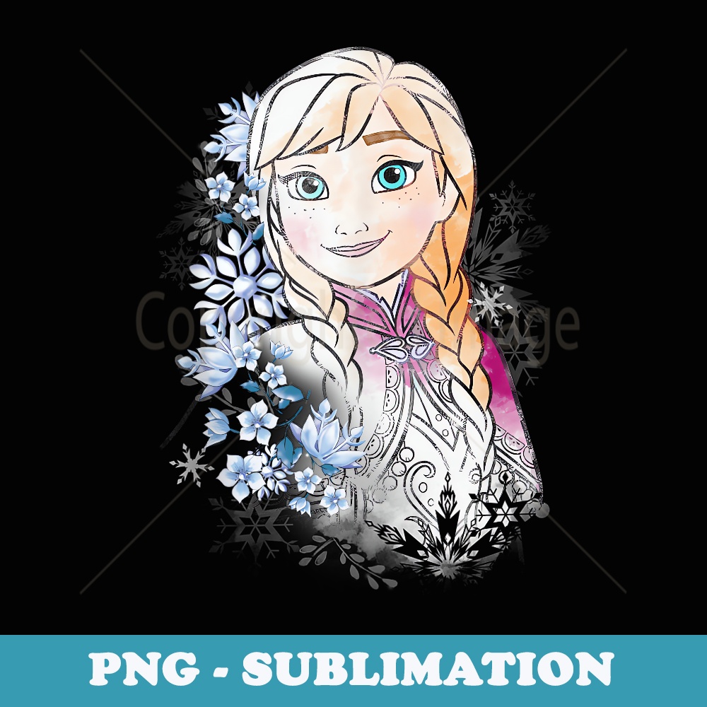 Disney Frozen Anna Illustrated Snowflake Flowers - Retro PNG | Inspire ...