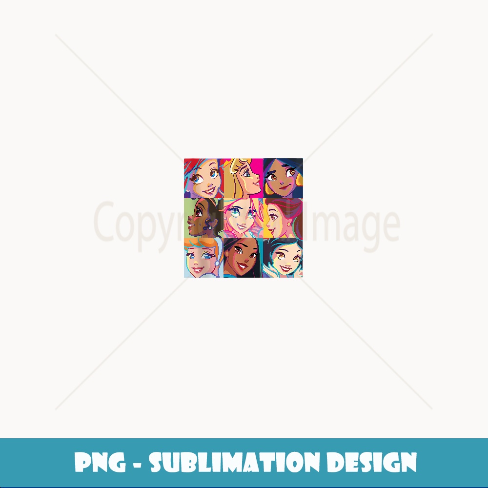 Disney Princess Characters Pop Art Grid - Vintage Sublimatio | Inspire ...