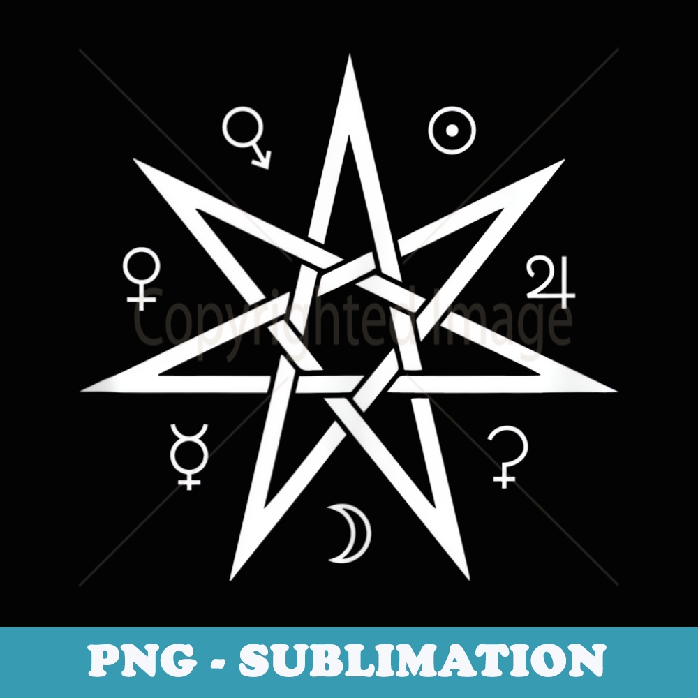 Heptagram Septagram 7 Pointed Fairy Star With Planet Signs - | Inspire ...
