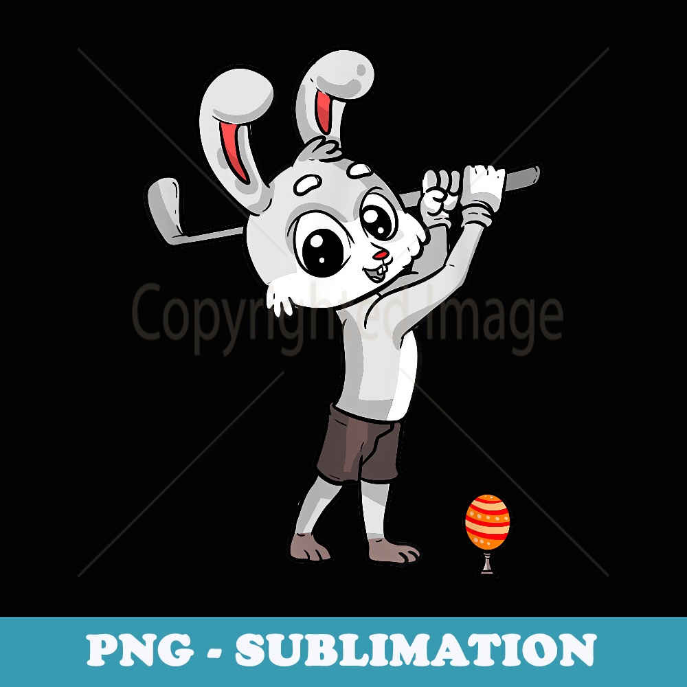 Funny Easter Bunny Playing Golf With An Easter Egg - PNG Sub | Inspire ...
