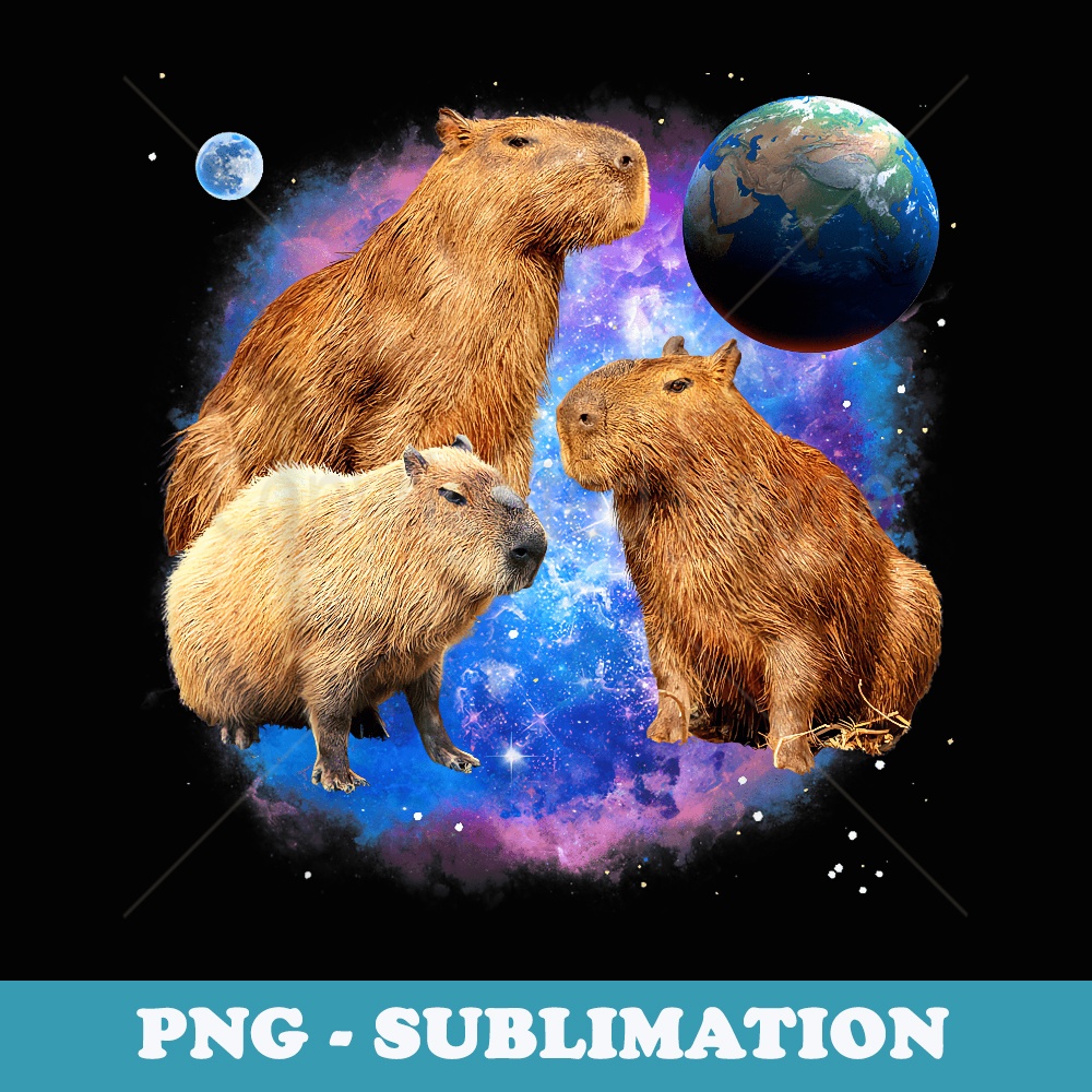 Capybaras Funny Galaxy Earth and Moon - Sublimation PNG File | Inspire ...