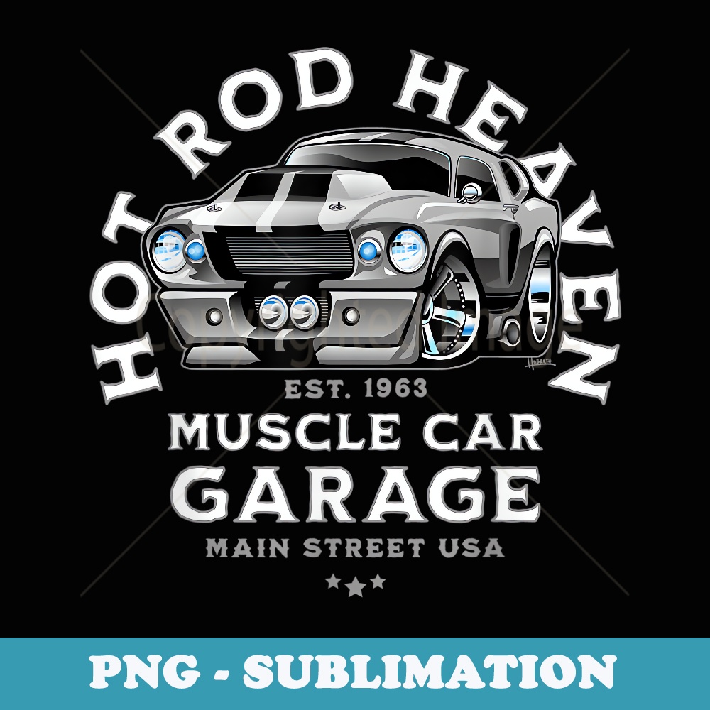 Hot Rod Heaven Muscle Car Garage USA Classic Car Cartoon - S | Inspire ...