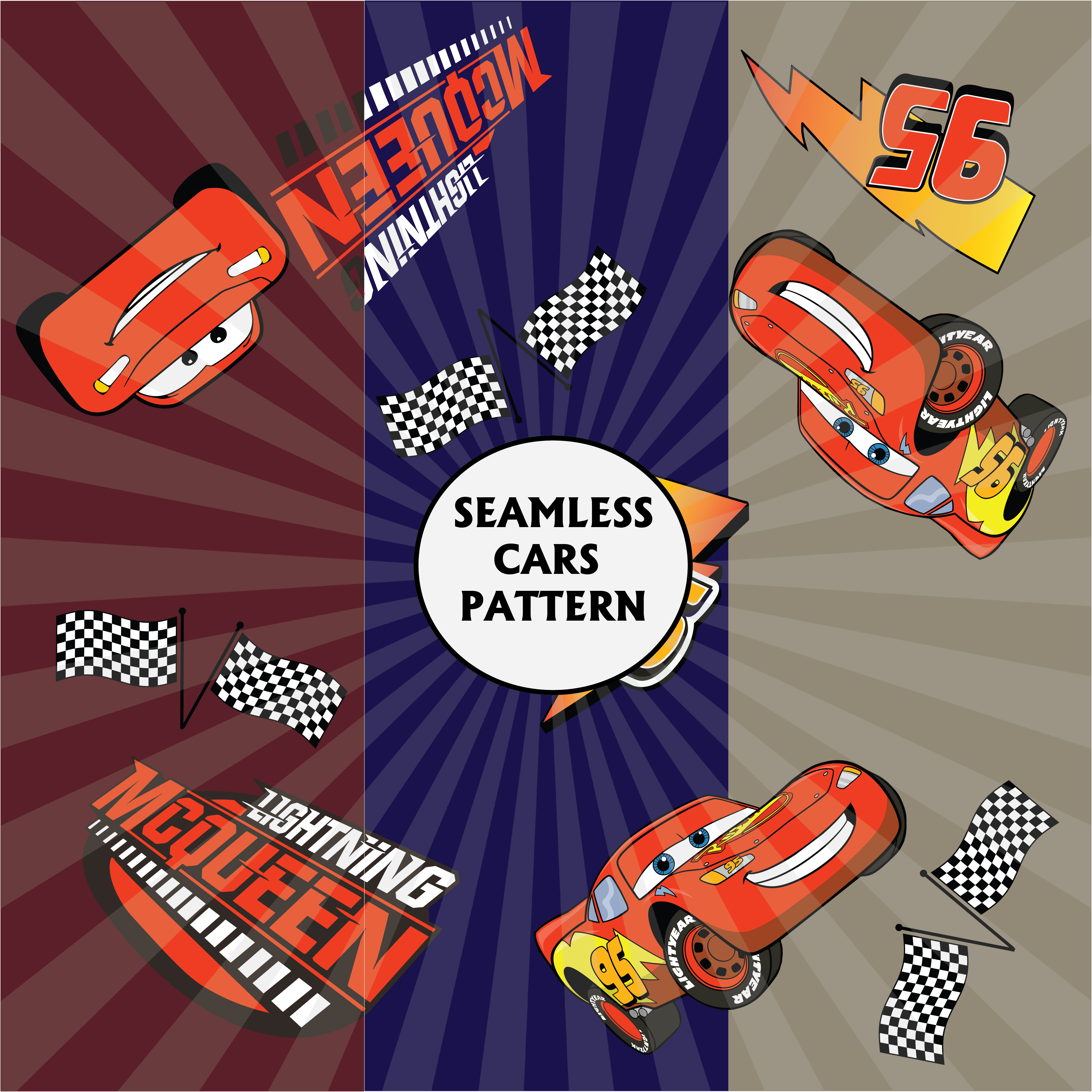 Mc Queen Lightning Seamless Pattern, Cars Seamless Pattern, | Inspire ...