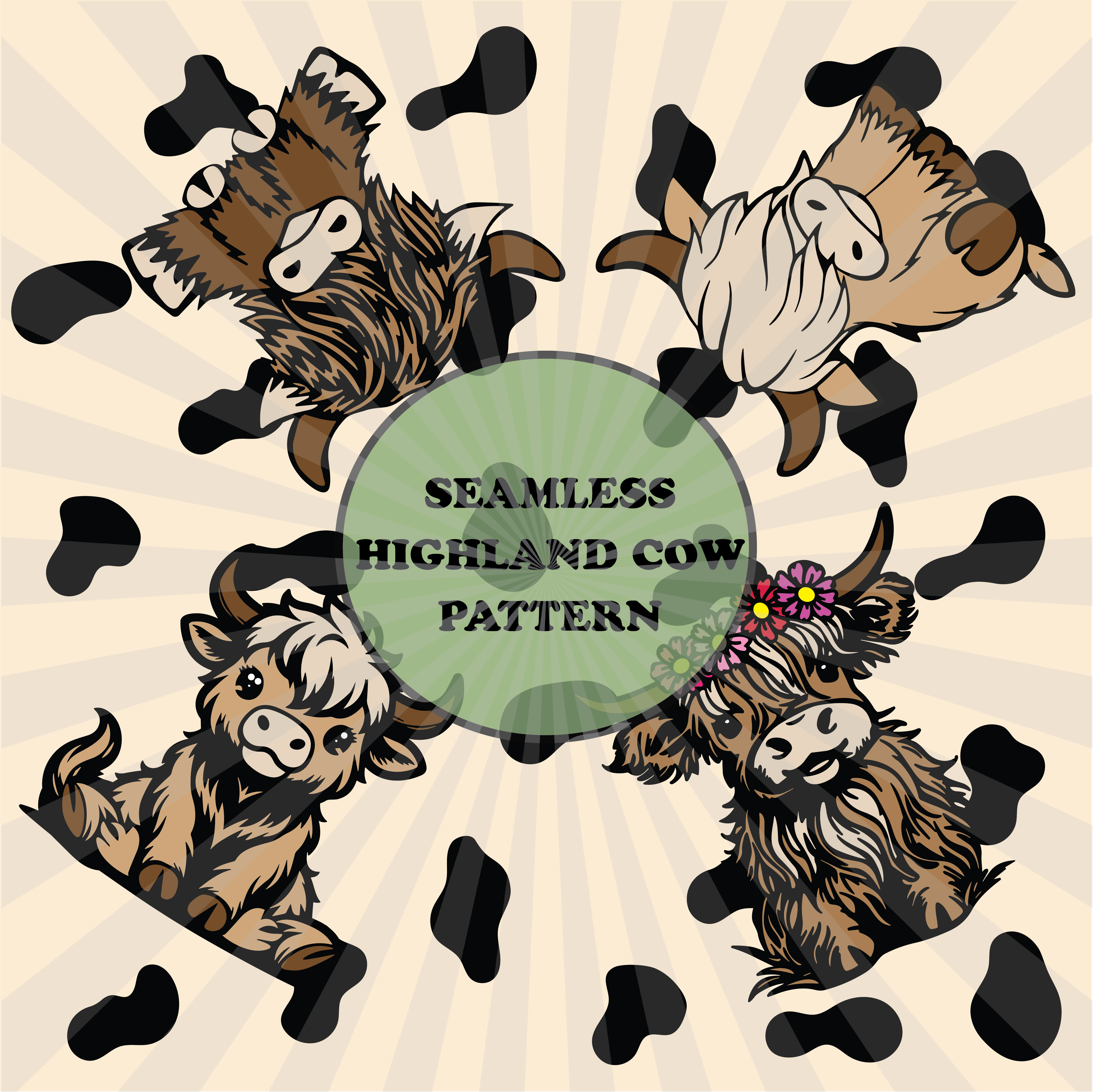 Highland Cow Seamless Pattern, Highland Cow Png, Highland Co | Inspire ...