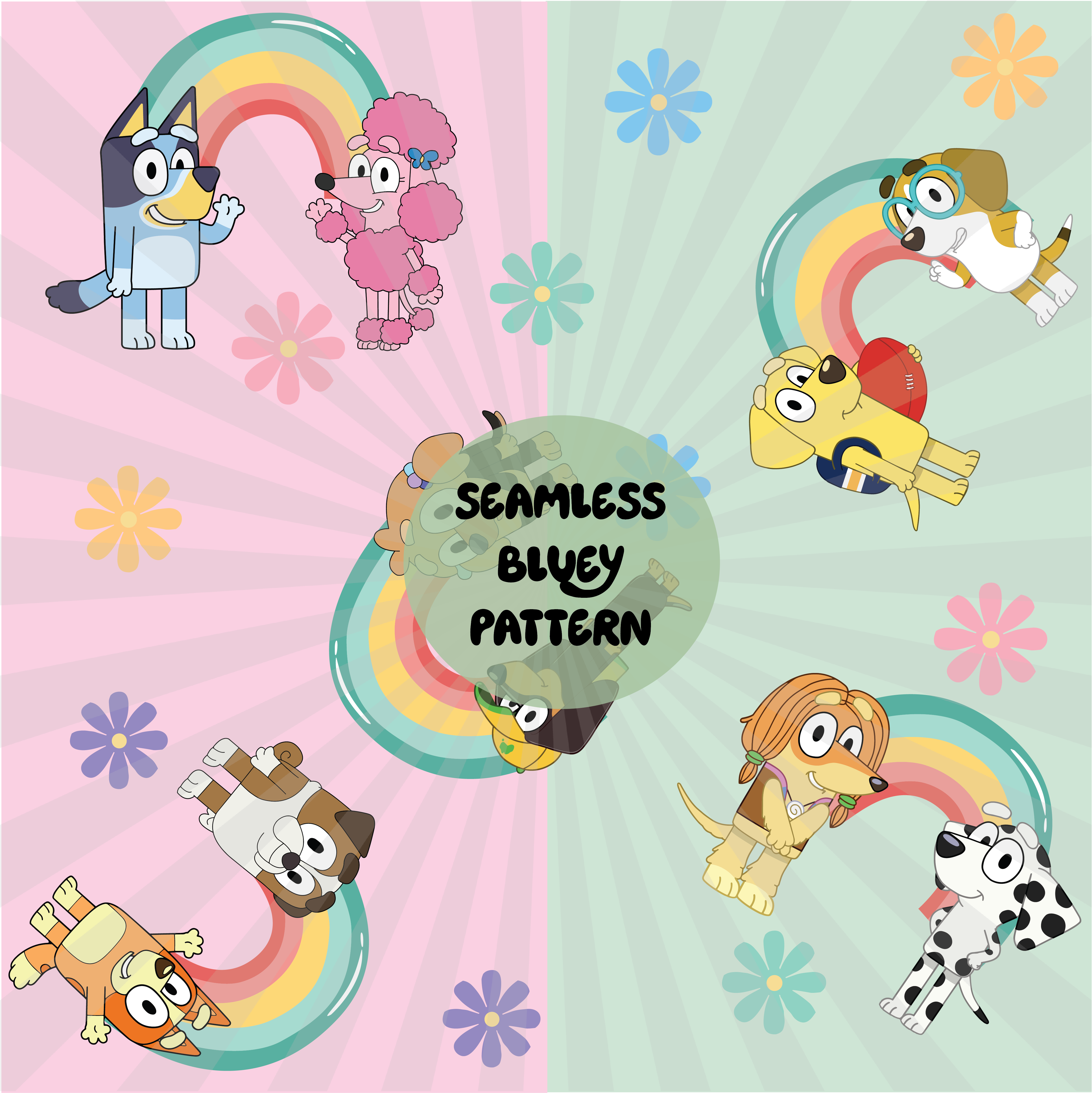 Bluey Seamless Pattern, Bluey Png, Bluey Digital Paper, Blue - Inspire ...