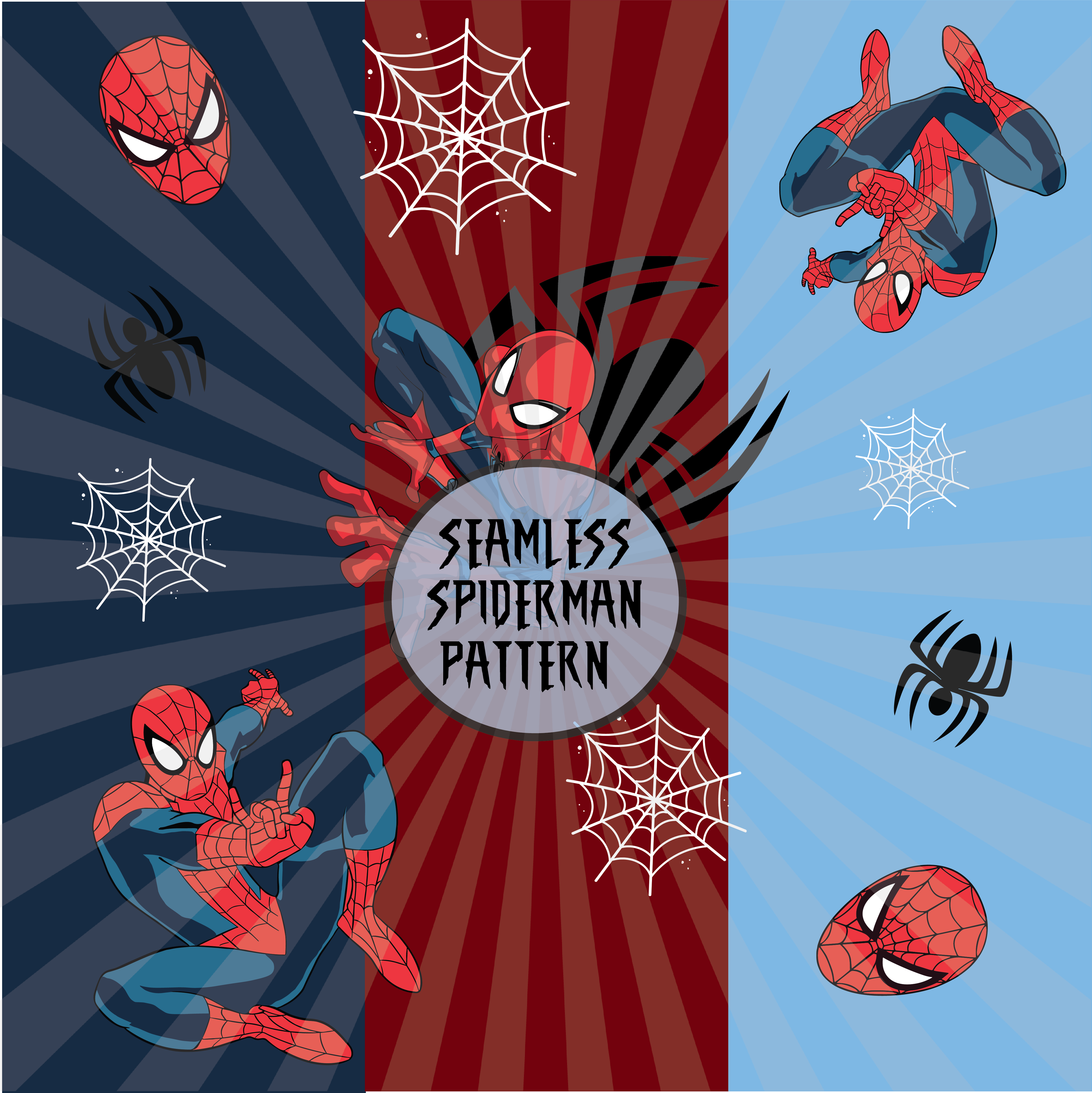 Spiderman Seamless Pattern, Spiderman Png, Spiderman Digital - Inspire ...