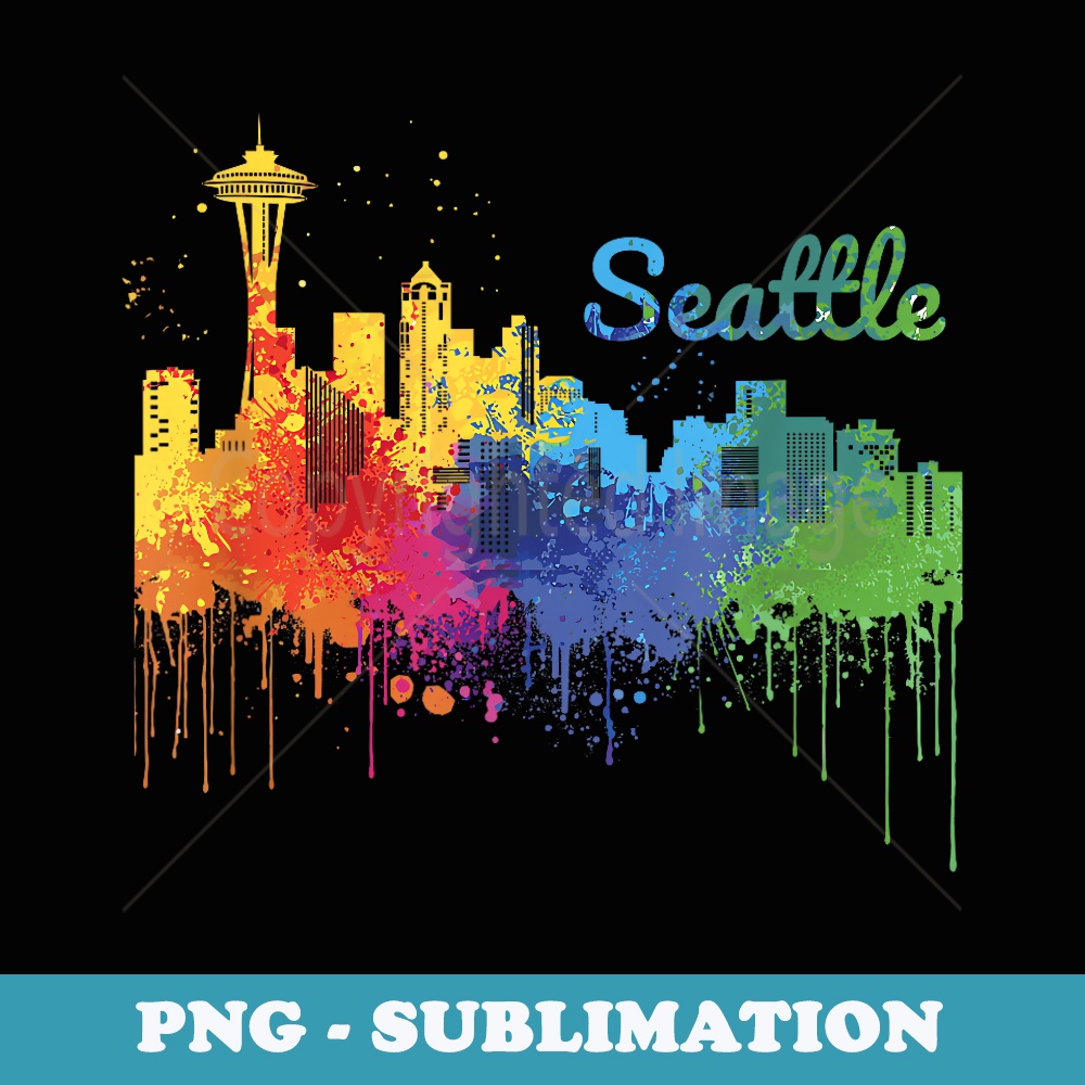 Seattle Washington Skyline Watercolor Souvenir Seattle - Exc | Inspire Uplift