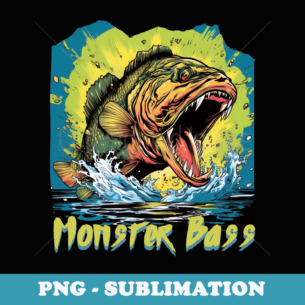 Monster Bass Comic Style The Underwater Beast - PNG Sublimat | Inspire ...