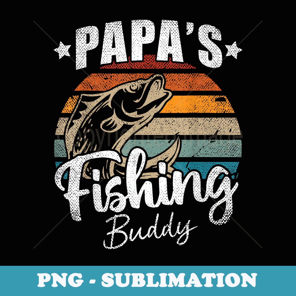 Vintage Papas Fishing Buddy Funny Retro Sunset fish - High-R | Inspire ...