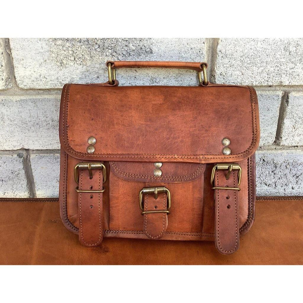9" Wide Leather Satchel Bag, Handmade, Retro, Boho Style wit | Inspire ...