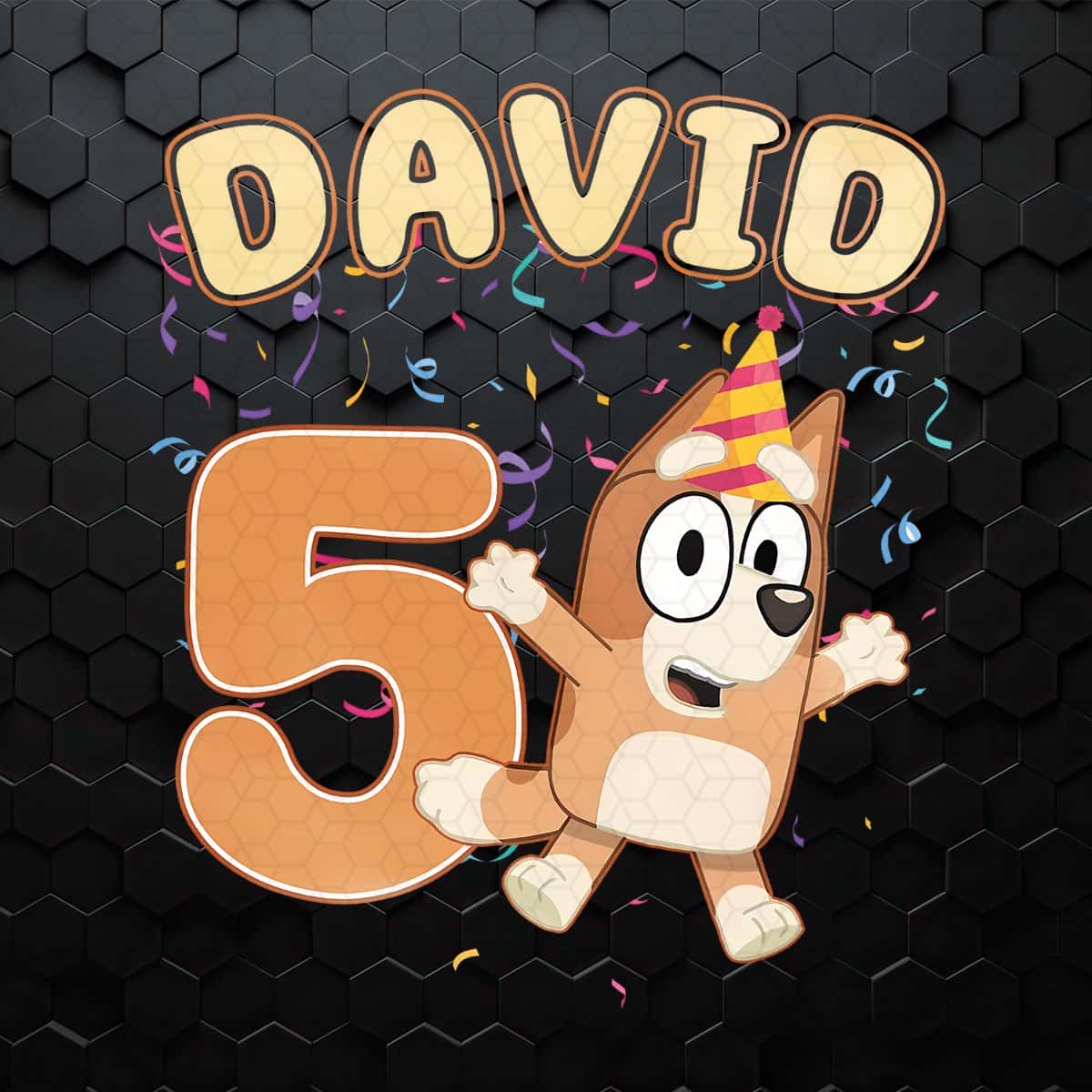 Personalized Bingo 5th Birthday Bluey Cartoon PNG | Inspire Uplift