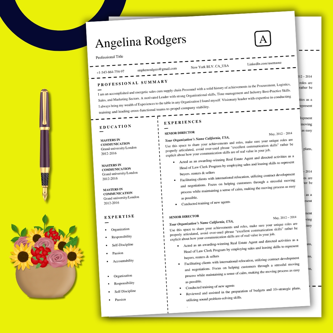 Simplified resume template, minimalist word resume file, pag | Inspire ...