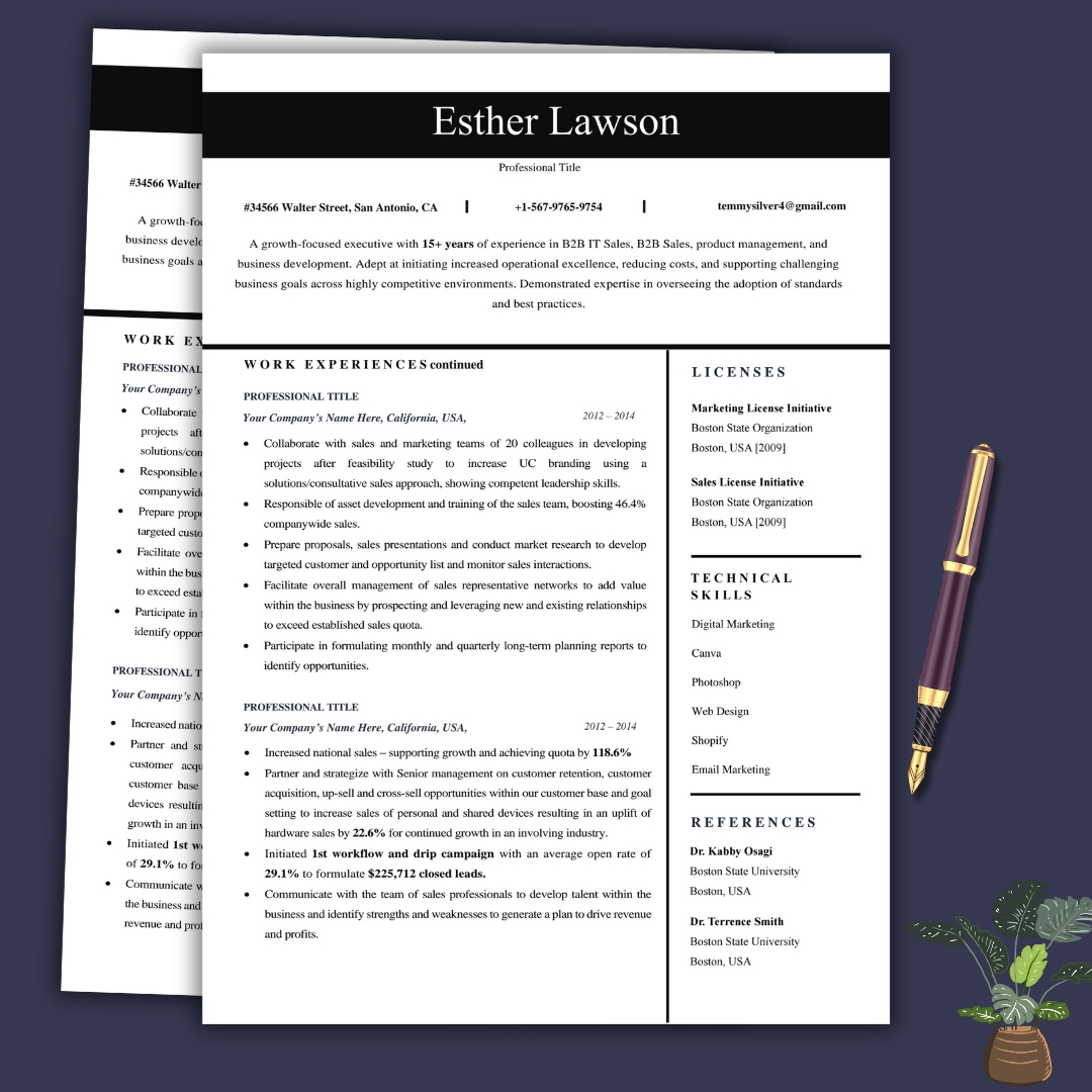 Standard resume template, WORD resume template, WORD CV temp | Inspire ...