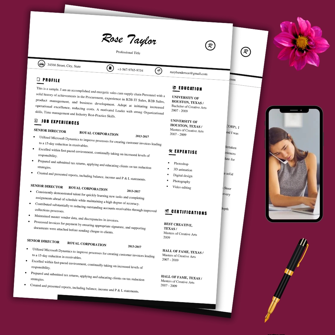 ATS optimised resume template, minimalist word resume file, | Inspire ...