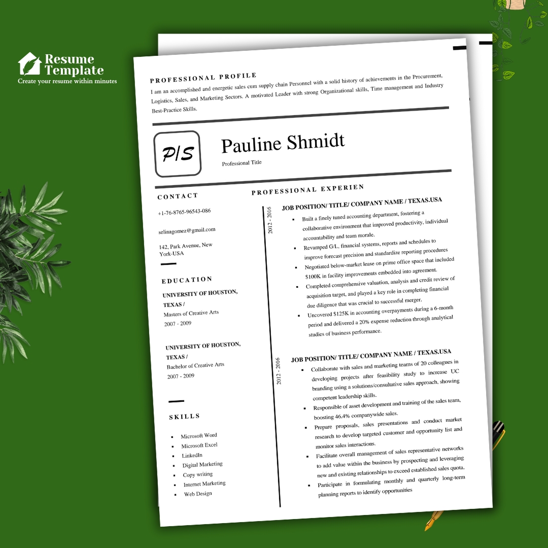 Simplified Word editable resume, Structured WORD resume temp | Inspire ...