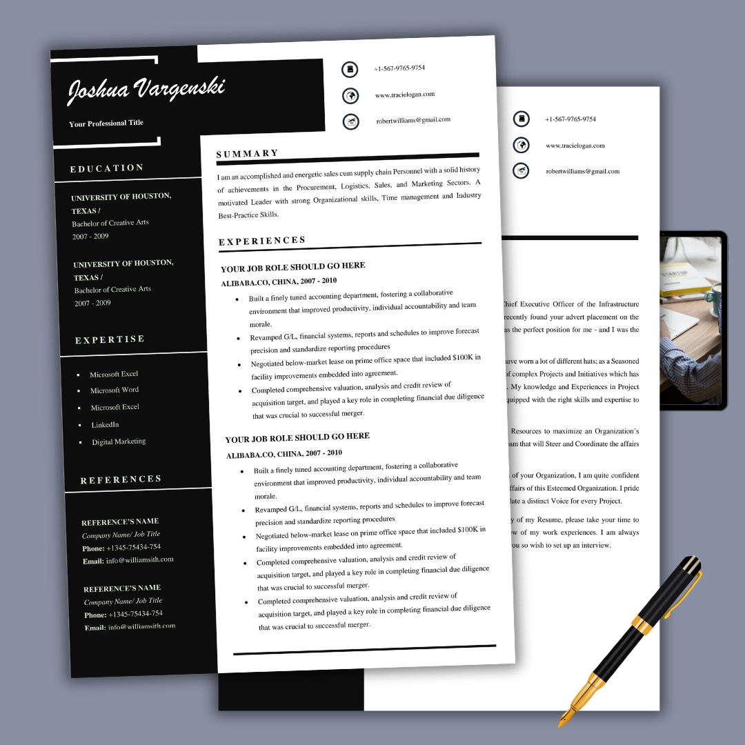 Minimalist resume template, Word resume CV, professional res | Inspire ...