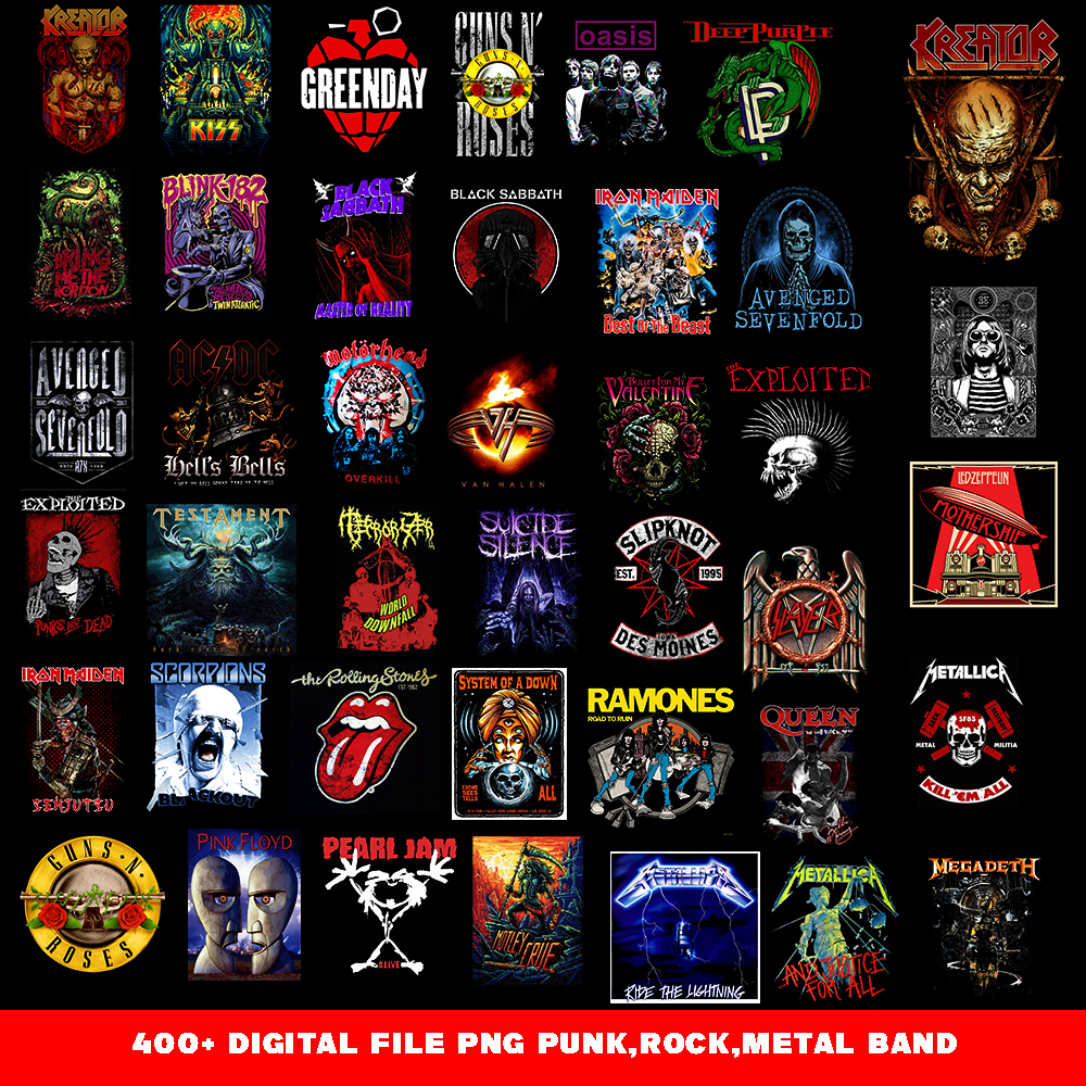 400 Halftone music rock band etc PNG Bundle T-shirt Designs | Inspire Uplift