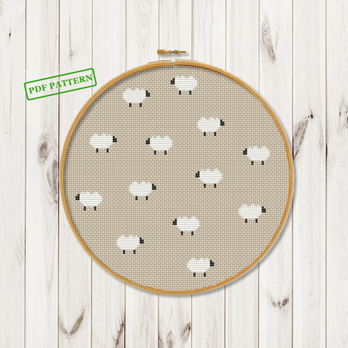 Cross Stitch Easy Pattern Modern Xstitch chart Sheep Hoop ar | Inspire ...