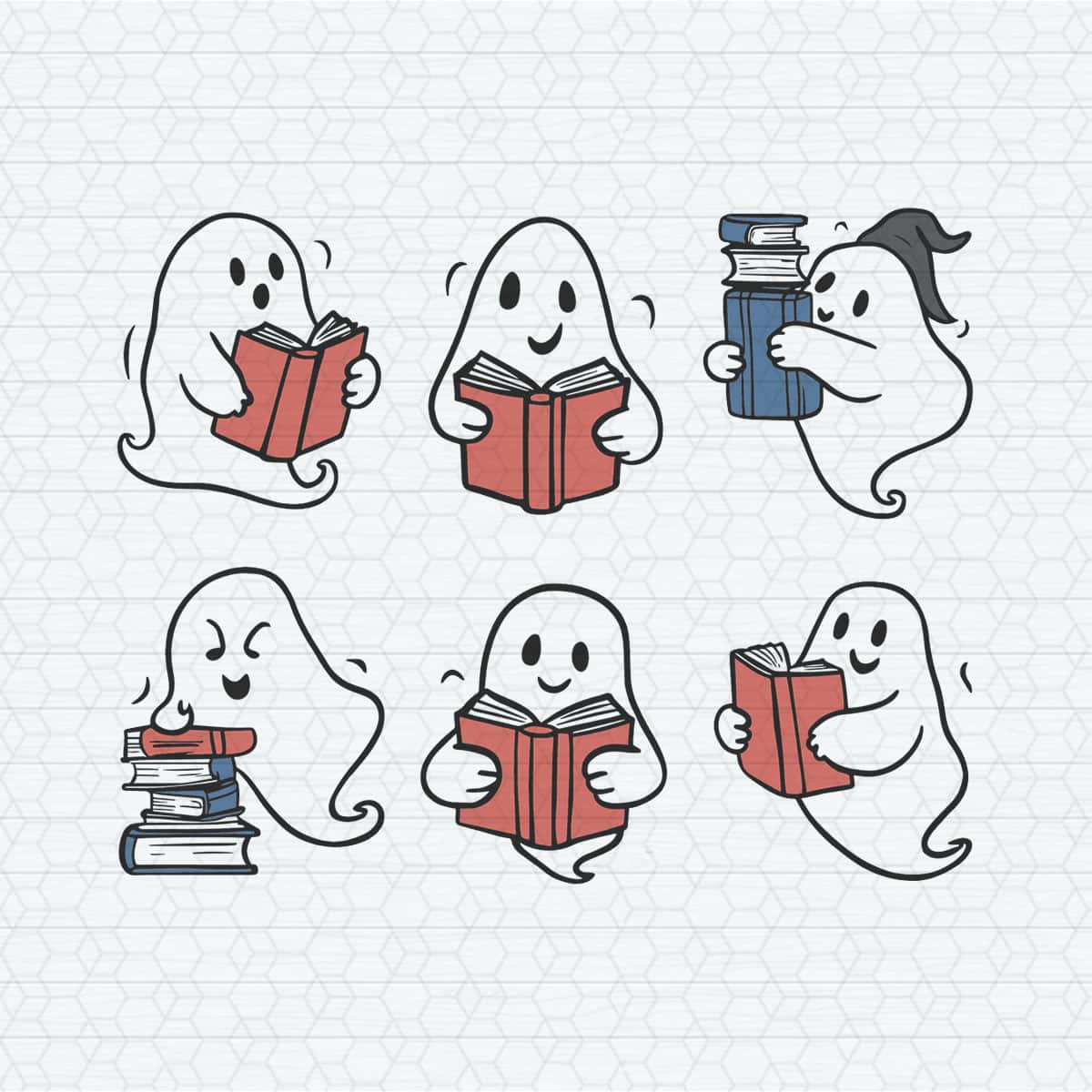 Ghost Reading Books Bookish Halloween Crewneck SVG | Inspire Uplift
