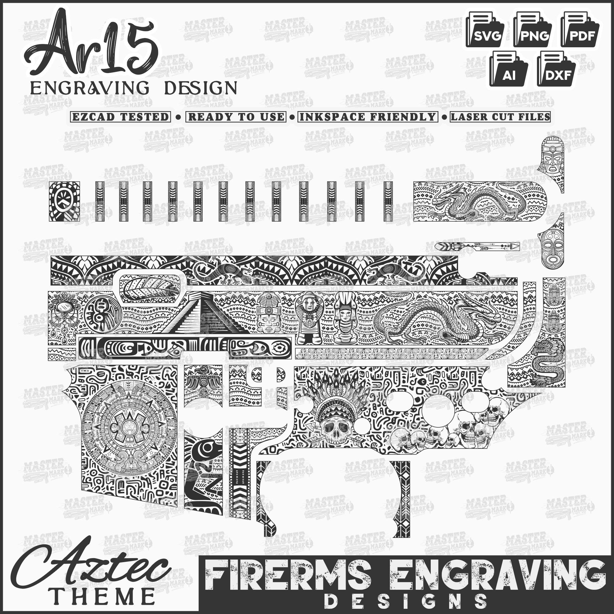 Ar15 firearms laser engraving Aztec tribal design, Aztec pat | Inspire ...