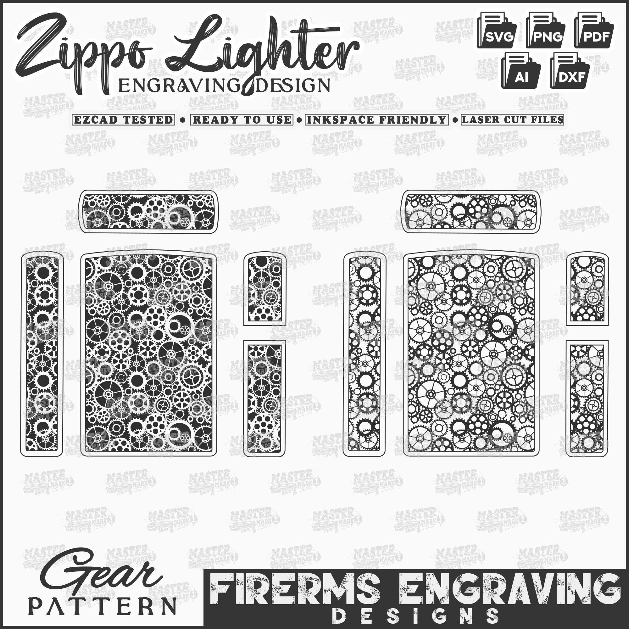 Mechanical gear pattern laser engraving design for Zippo lig | Inspire ...