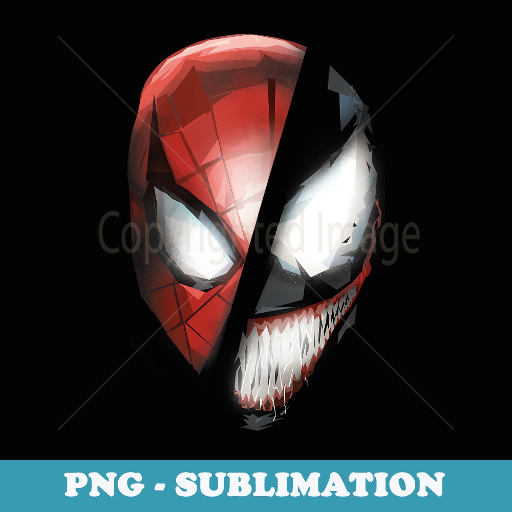 Marvel Spider-Man Venom Face Mask Split Low Poly Portrait - | Inspire ...