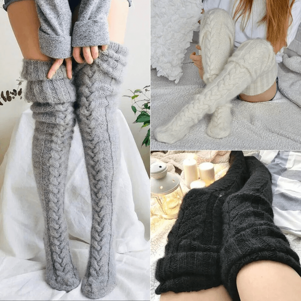 Cable Knit Thigh High Socks – Warm Boot Stockings | Inspire Uplift