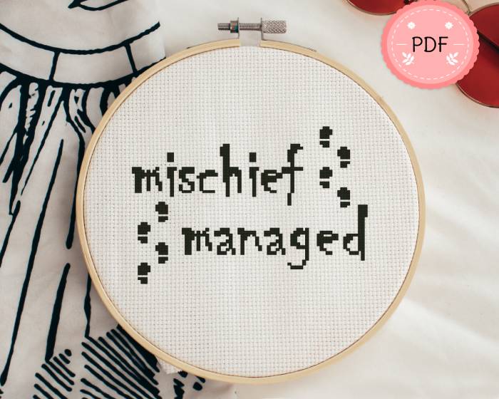 Cross Stitch Pattern ,Mischief Managed,Harry Potter,X Stitch | Inspire ...