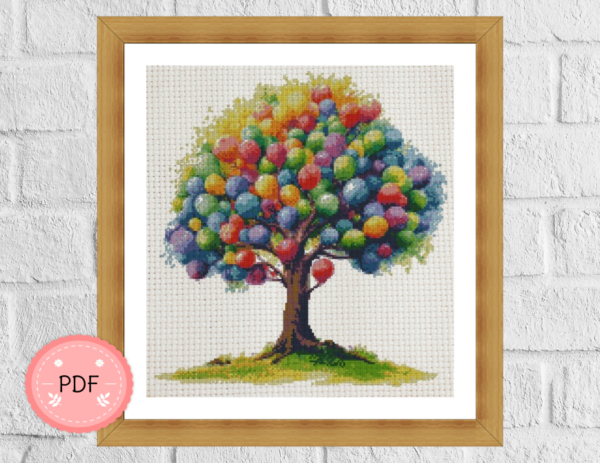 Cross Stitch Pattern,Watercolor Balloon Tree,Instant Downloa | Inspire ...
