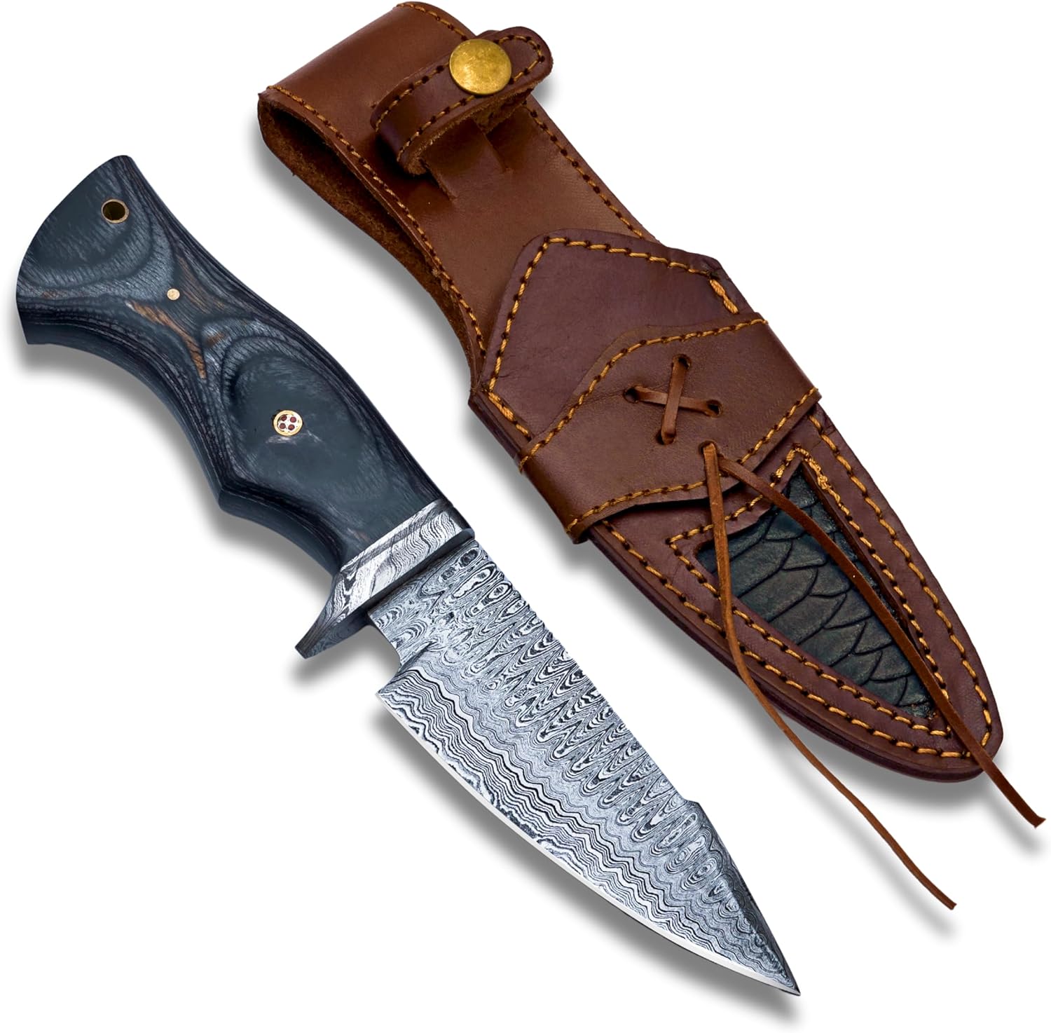 Custom Handmade Damascus Fixed Blade knife with Sheath Fixed | Inspire ...