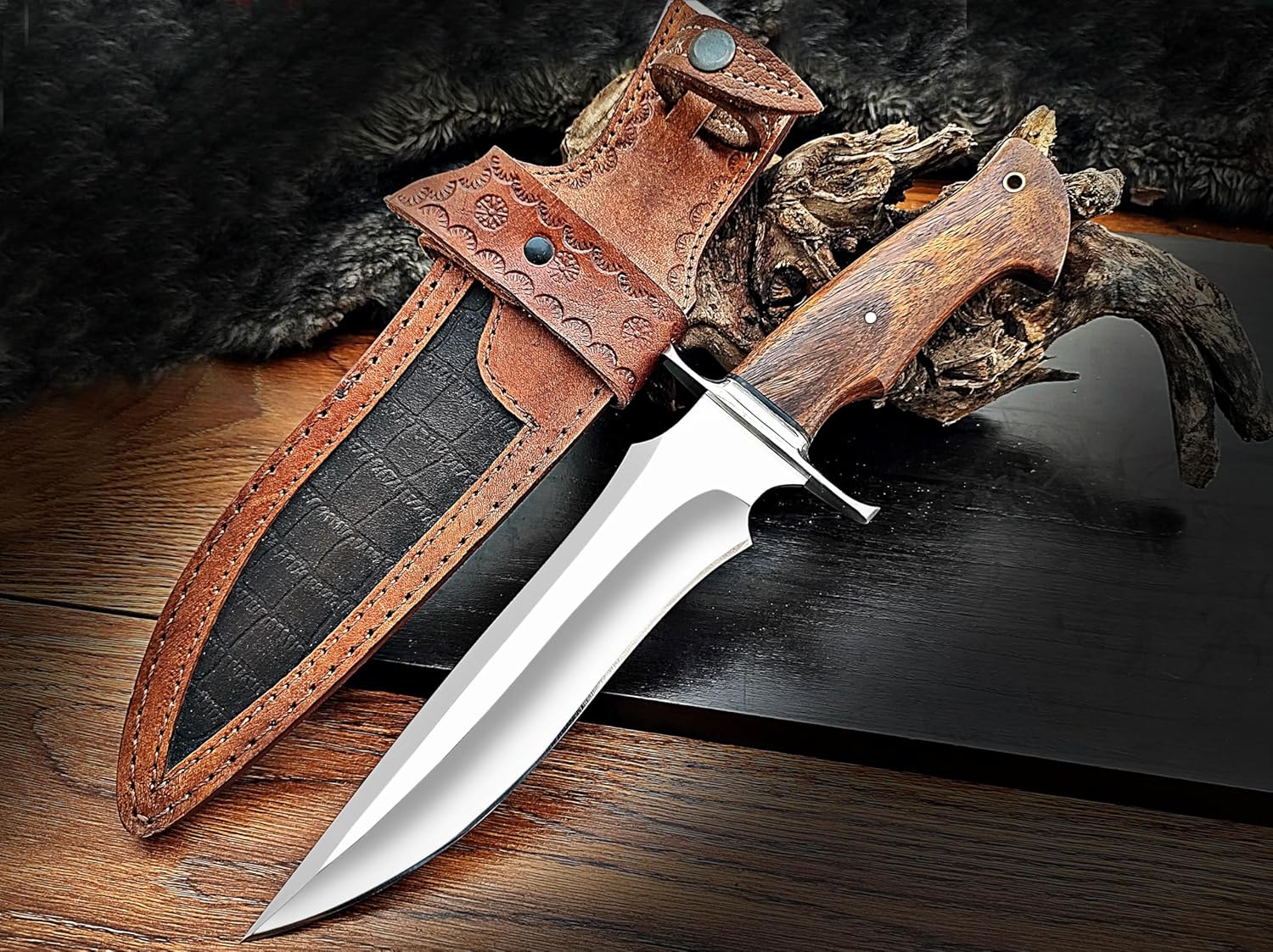 Custom Handmade 13.5 inches Bowie knife Fixed blade with lea | Inspire ...