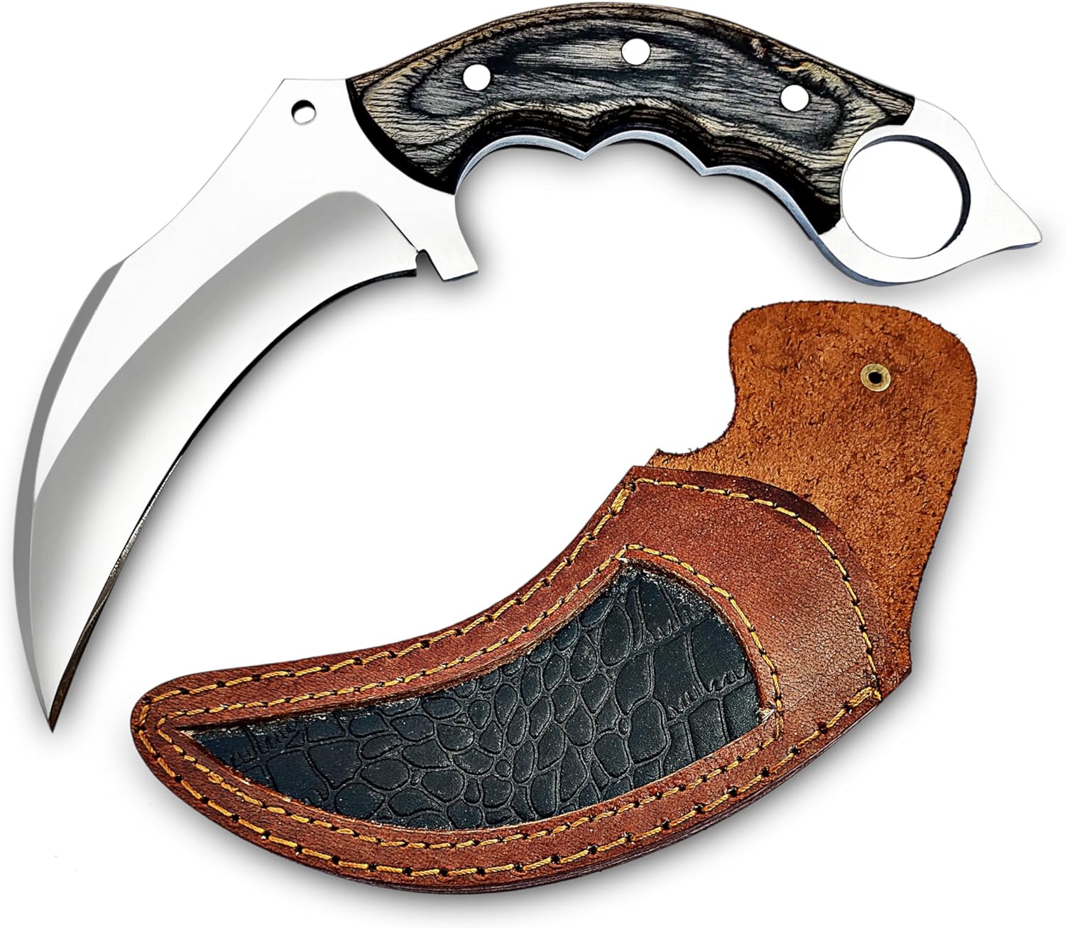 Karambit Knife - Fixed Blade with Sheath - Claw Knife wood H | Inspire ...