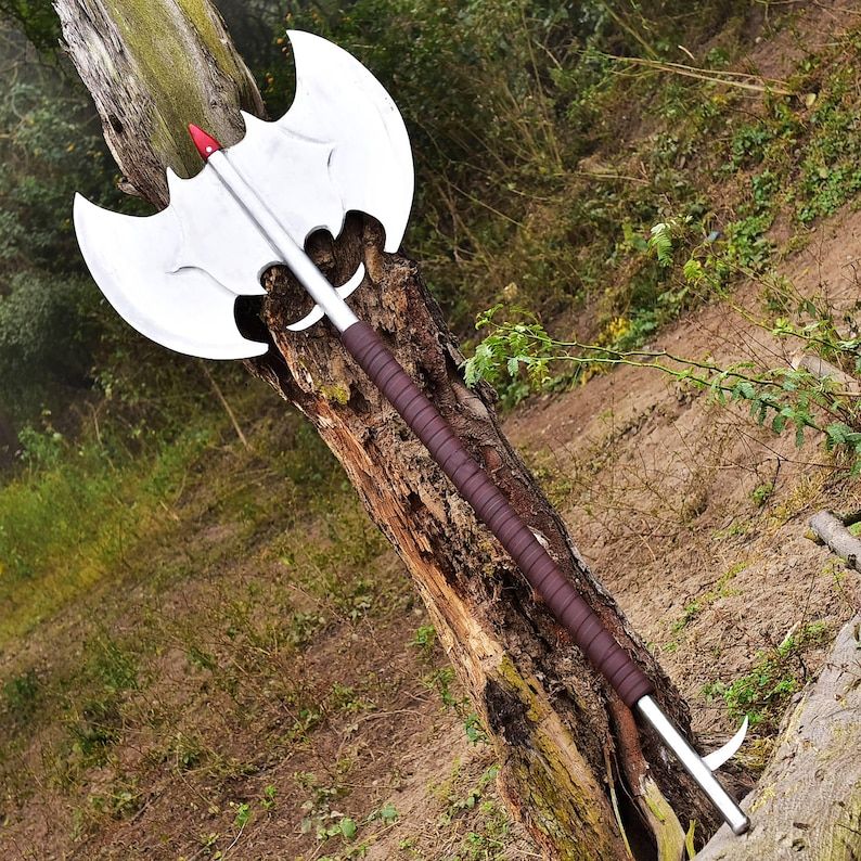 Handmade Double Head 38" Larger Axe Leather Sheath Carbon St | Inspire Uplift