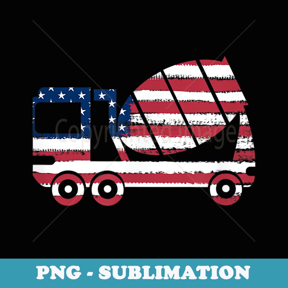 Concrete Mixer Truck T Construction with USA Flag - Artistic | Inspire ...