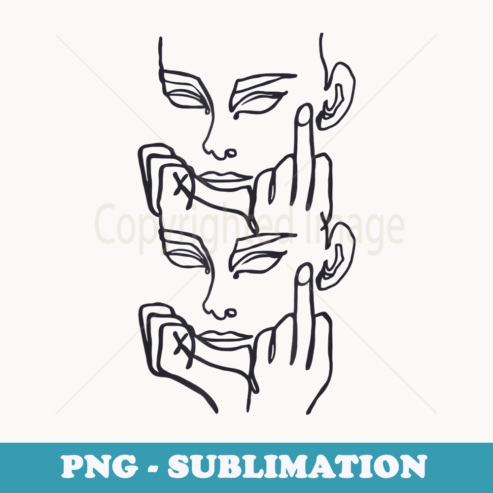 Simple Middle Finger Girl Face Line Art Aesthetic - Creative | Inspire ...