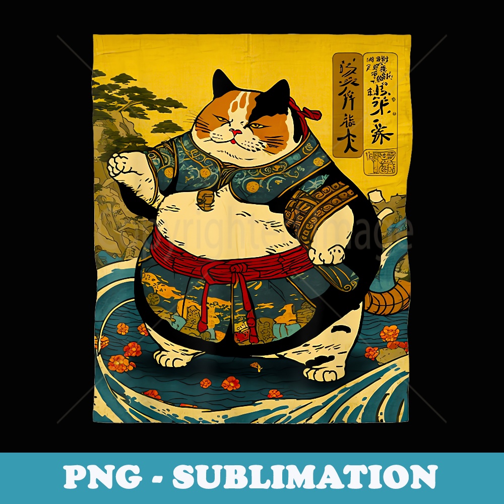 Japanese Art Cat Ninja Sumo Cat Anime Wrestler Cat - Exclusi | Inspire ...
