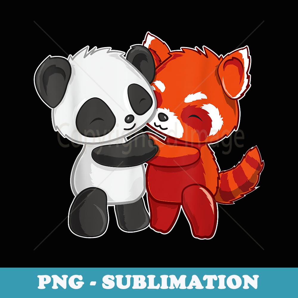 Chibi Panda Bear Hugs Red Panda - Cute | Inspire Uplift