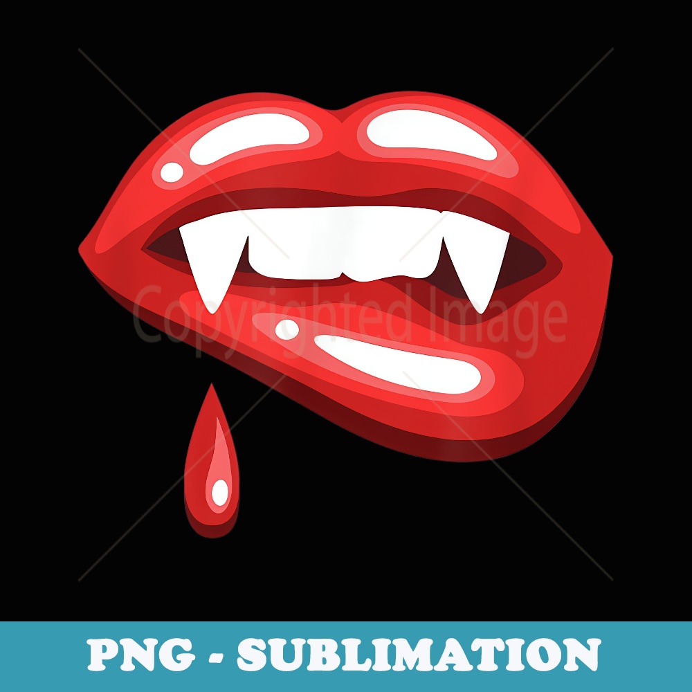 Vampire Lips And Fangs Bite Lip With Blood Drip - Stylish Su | Inspire ...