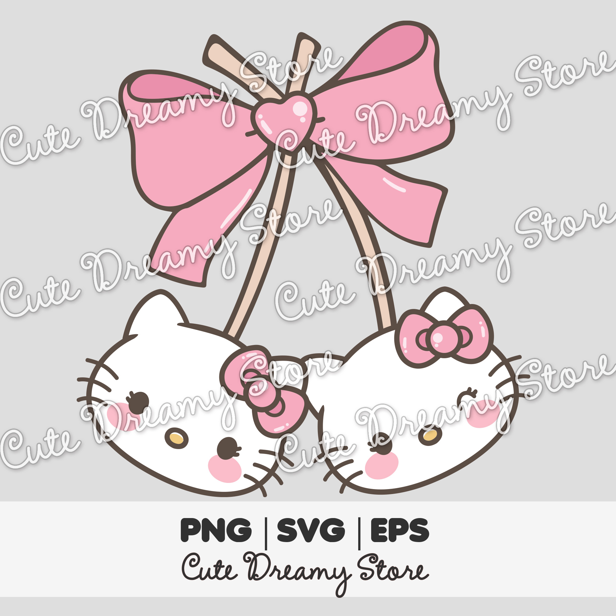 Coquette Bow Cherries Hello Kitty Clipart SVG / PNG / EPS ve | Inspire ...