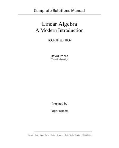 Linear Algebra - A Modern Introduction (4e) ISM 4 PDF Instan | Inspire ...