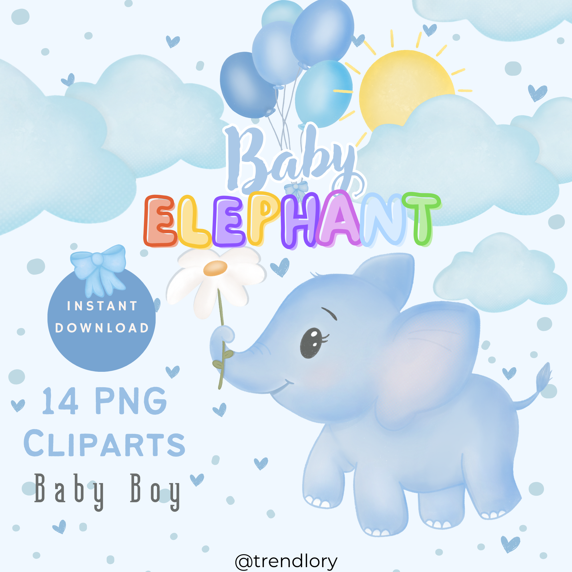 Baby Elephant Boy PNG clipart, baby sublimation - Inspire Uplift