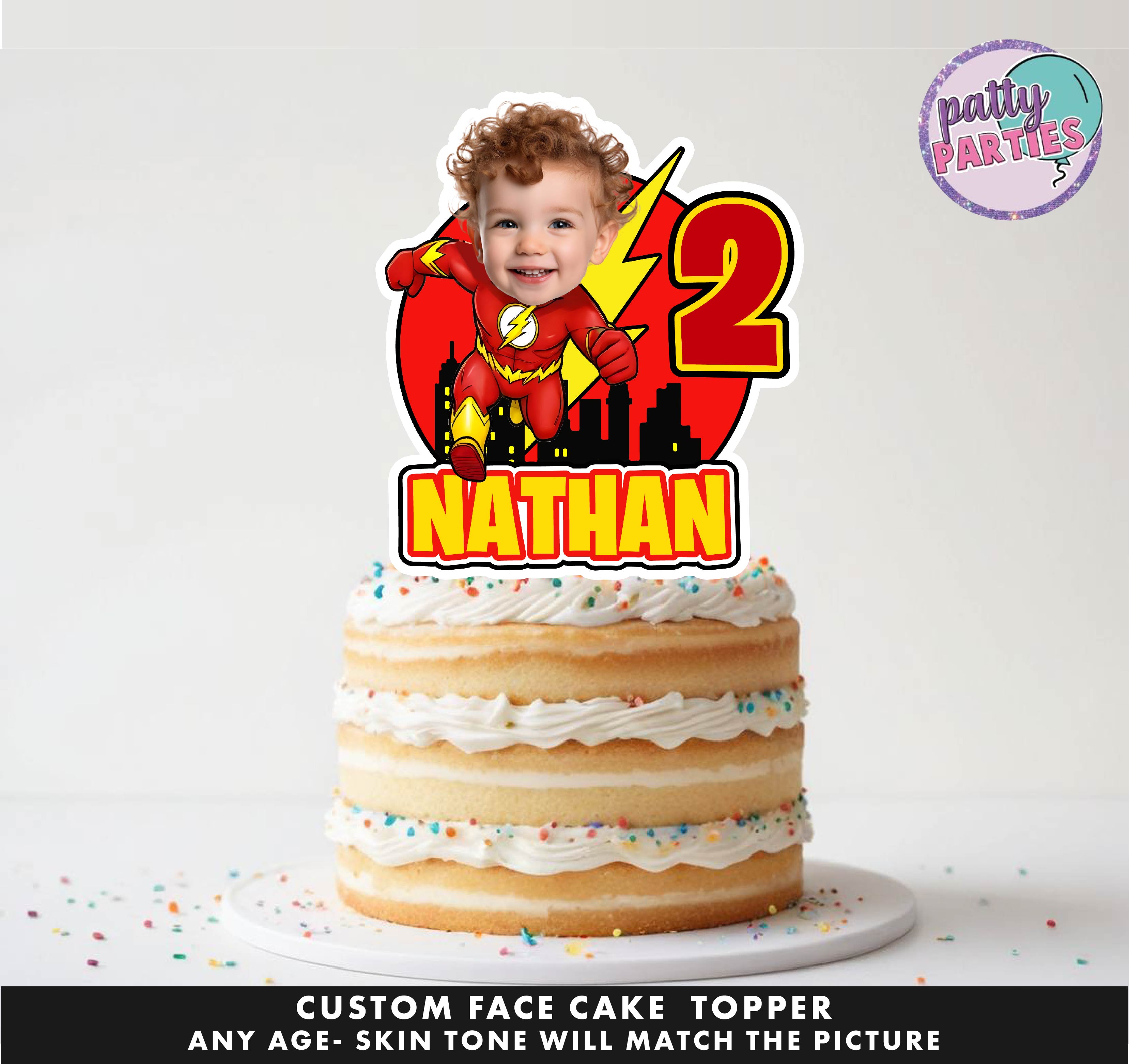 Flash superhero cake topper - face cake topper -personalized | Inspire ...