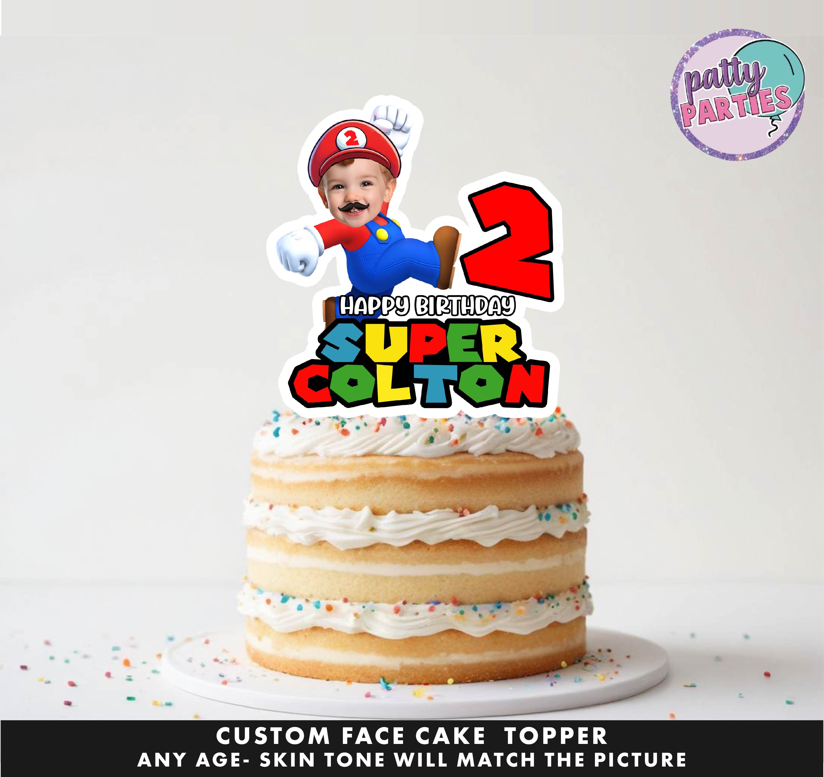 Super Mario face cake topper - face cake topper -personalize - Inspire ...