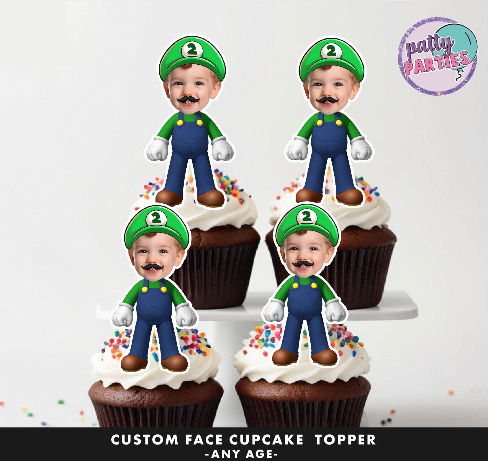 Super Mario Face Cupcake Toppers - Face cupcake topper -Cust | Inspire ...