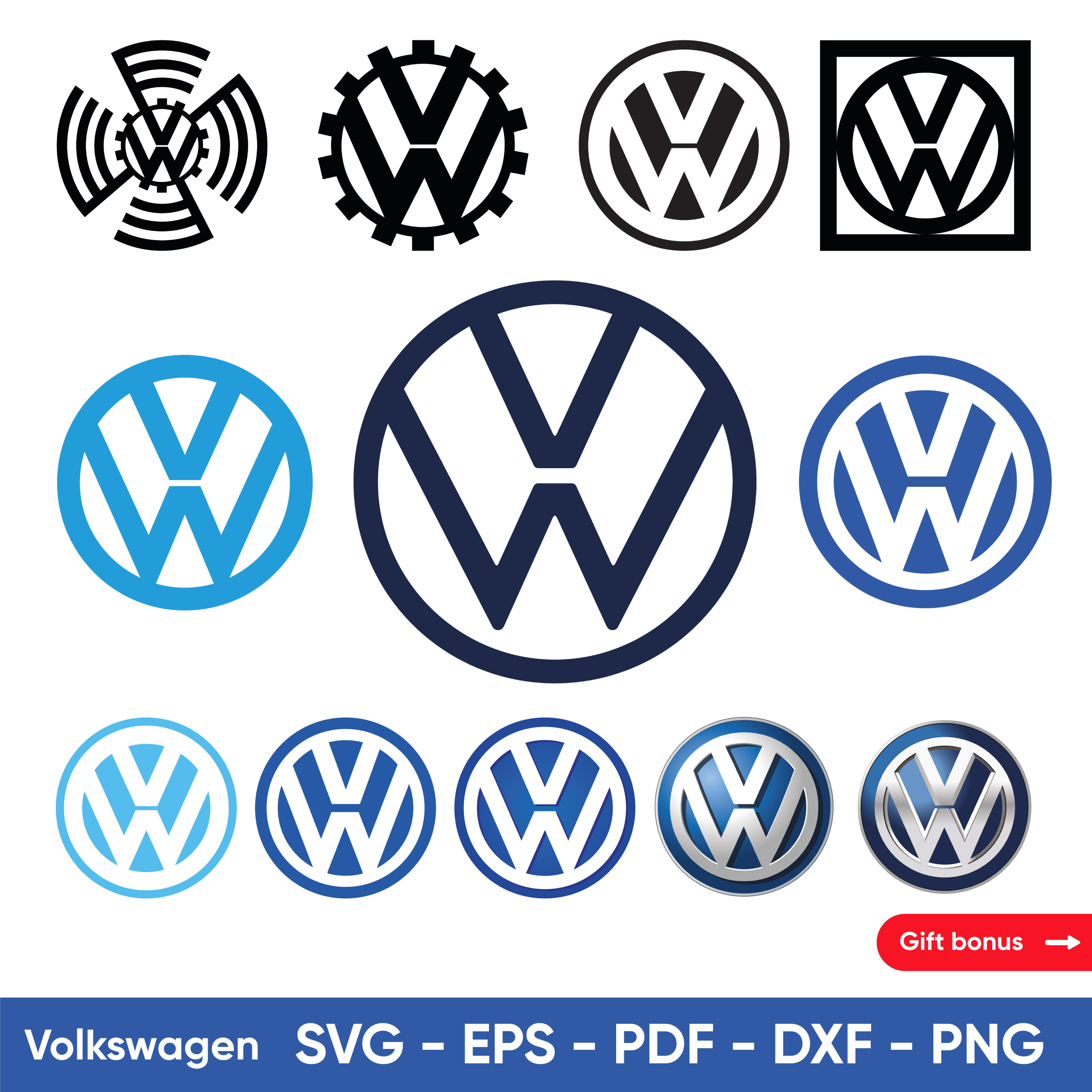Volkswagen logos Vector SVG Bundle: Layered SVG, Cricut Cut | Inspire ...