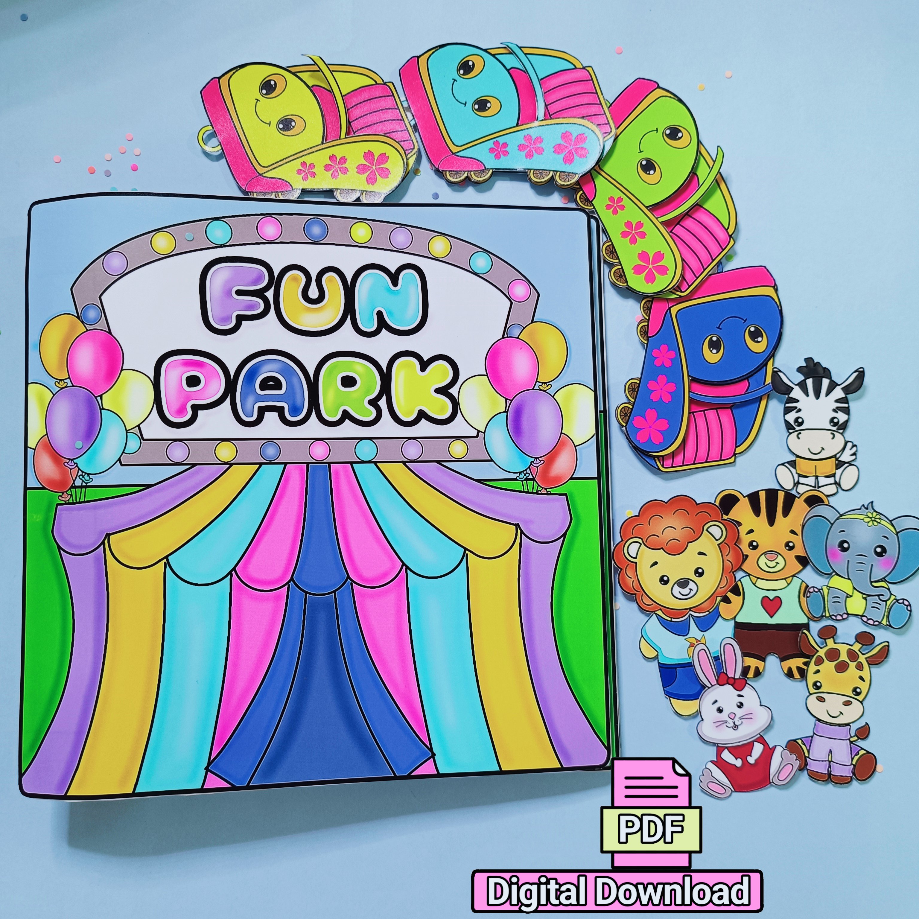Printable Paper Fun Fair Cute Animal busy book kit for kids | Inspire ...