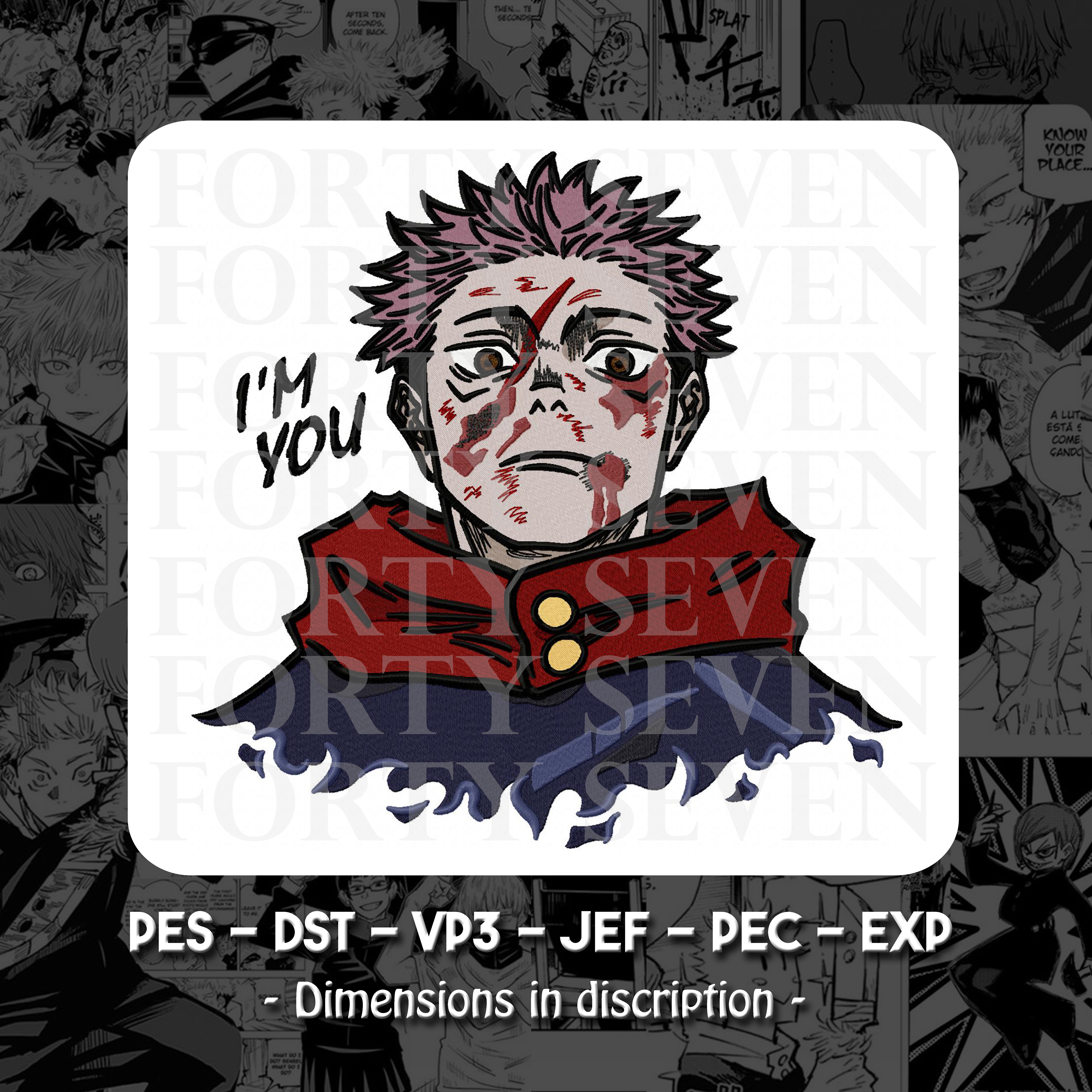 Sukuna - Jujutsu Kaisen embroidery design | Inspire Uplift
