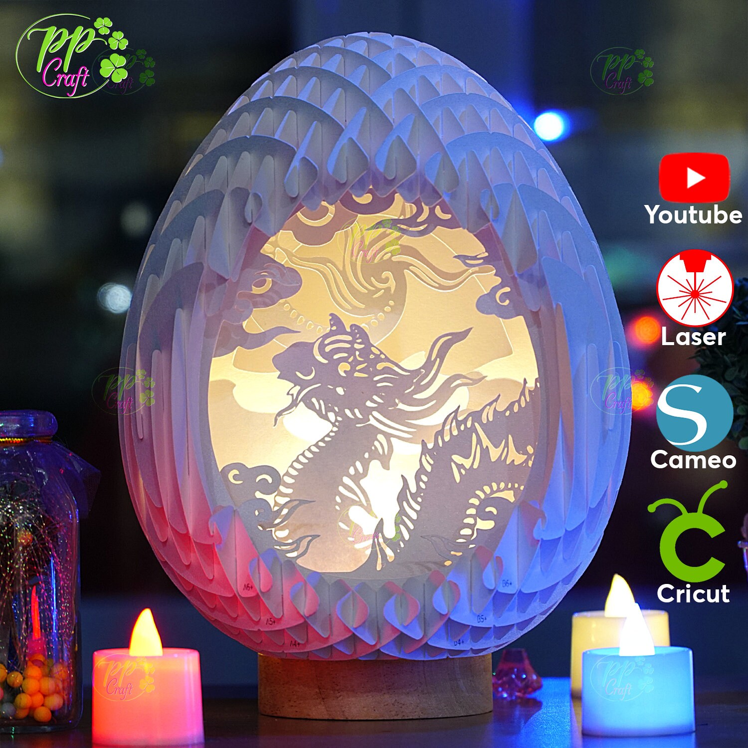 Dragon Arts Eggs Pop Up Light Box SVG Template, SVG Template | Inspire ...