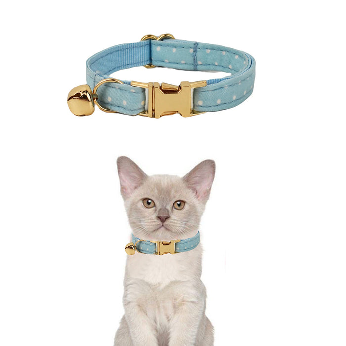 AnyWags Cat Collar Dotted Light Blue with Safety Buckle Bell | Inspire ...