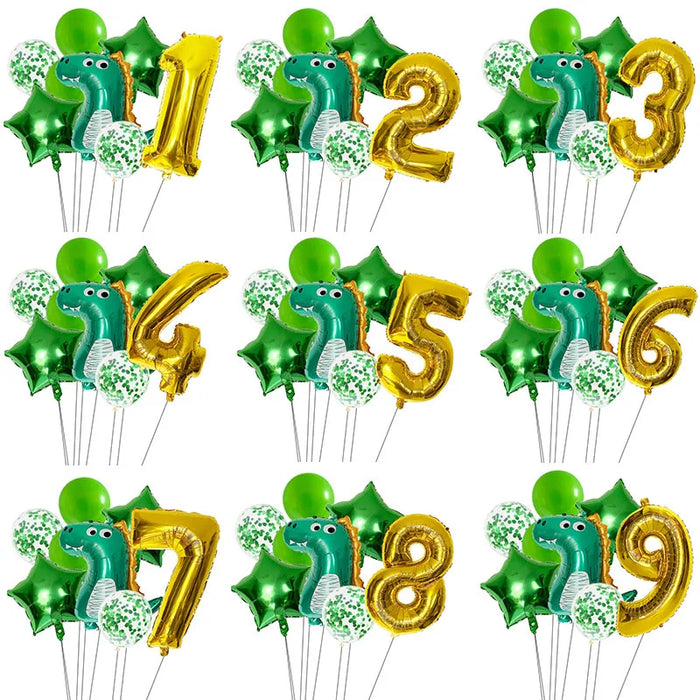 Anyparty Balloons Green Gold 32inch Number Set Dinosaur Them | Inspire ...